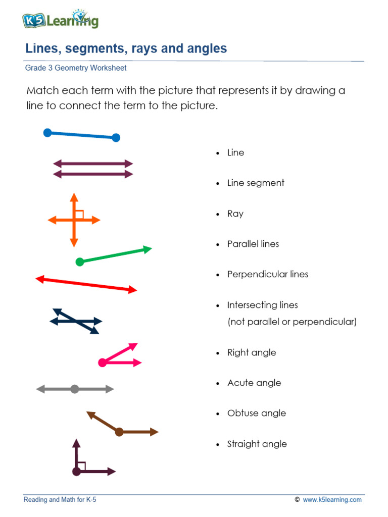 Grade 3 Geometry: Lines and Angles Worksheet | PDF