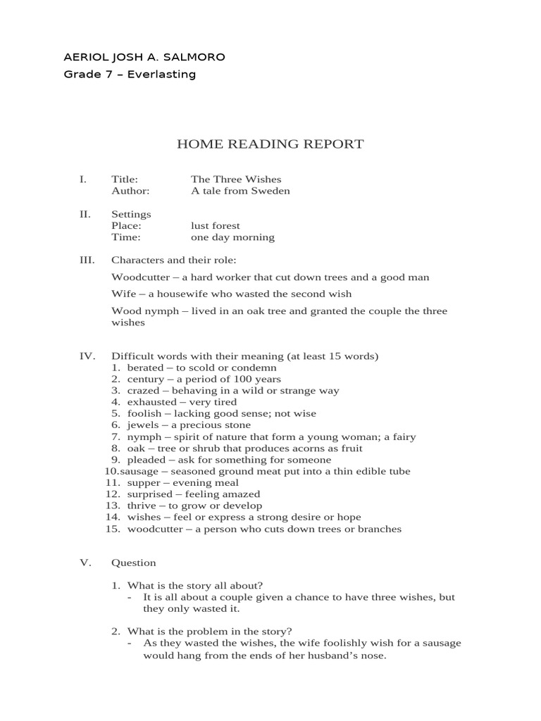Home Reading Report | PDF