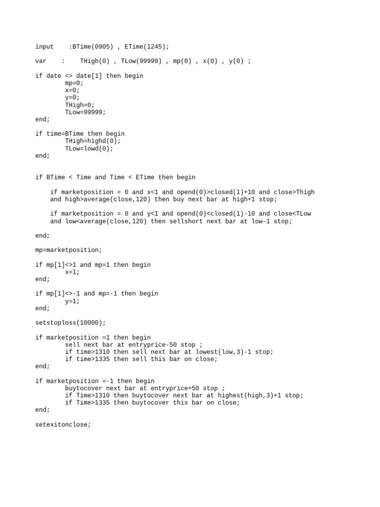 【MultiCharts訊號】跳空進場Bituzi | PDF