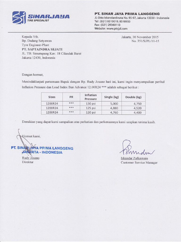 Ban Advance 12.00R24 Inflation Pressure Dan Load Index | PDF