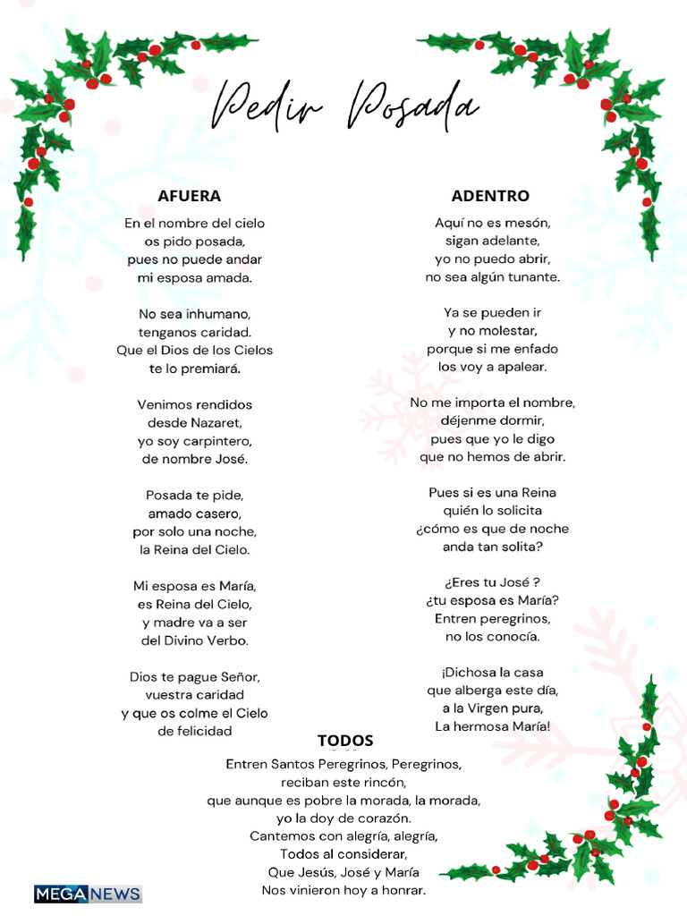 Letra para Pedir Posada PDF para Imprimir | PDF