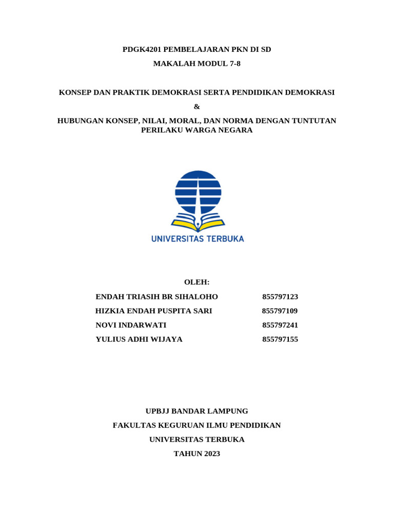Kel.4 - Modul 7 & 8 - Pembelajaran PKN Di SD | PDF