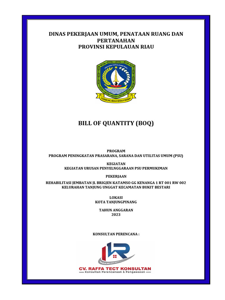 Boq Jembatan Kenanga 1 | PDF