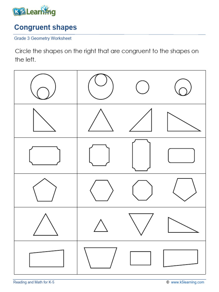 Grade 3 Geometry Congruent Shapes A | PDF