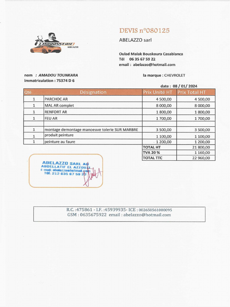 CHEVROLET SCAN DEVIS | PDF