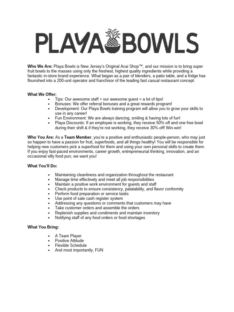 Team Member - Job Description | PDF