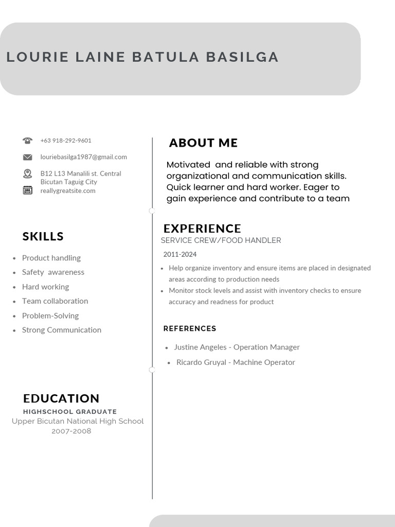 Grey & White A4 Clean CV Resume | PDF