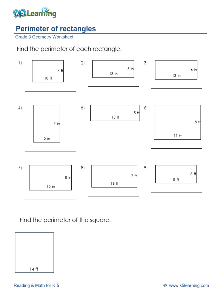 Grade 3 Geometry Perimeter Rectangles A | PDF | Euclidean Plane ...