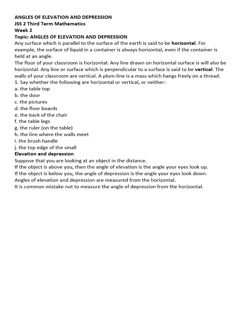 Understanding Angles of Elevation & Depression | PDF