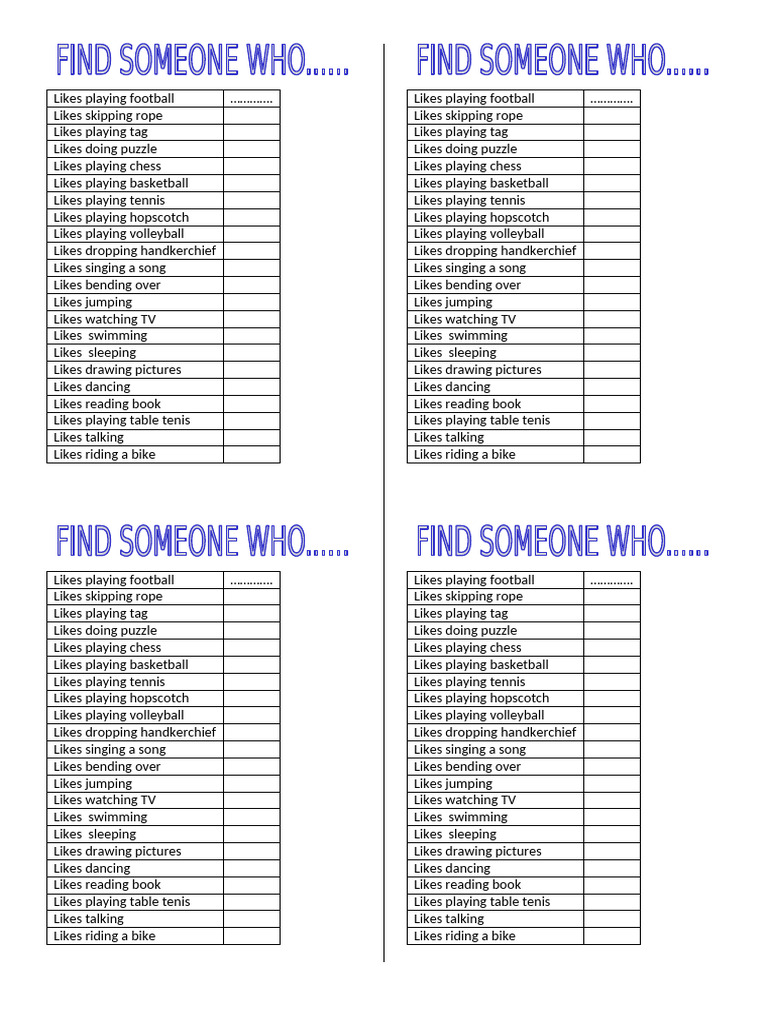 Find Someone Who Fun Activities Games 20079 | PDF