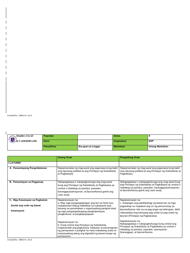 DLL Esp9 Q1 WK4 | PDF
