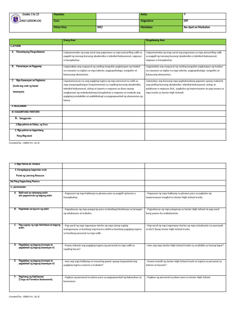 ESP9 Q4 WK2 Done | PDF