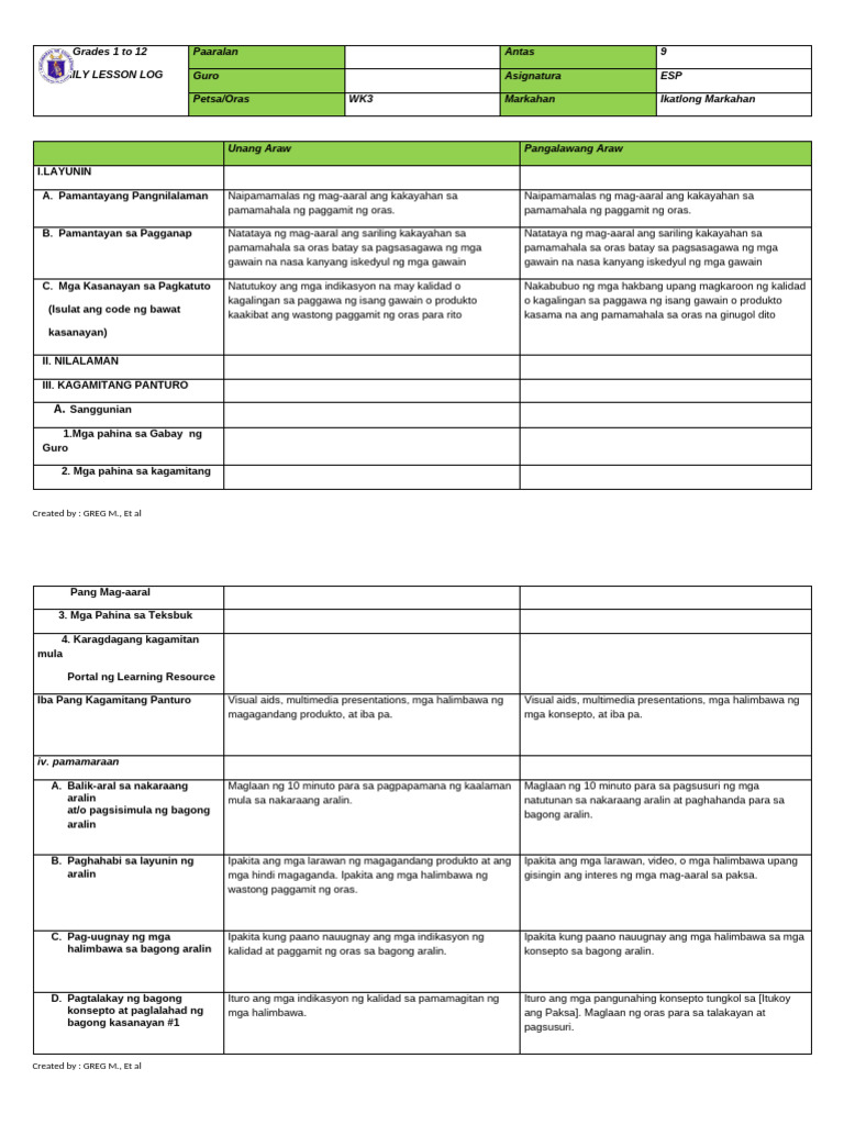 ESP9 Q3 WK3 Done | PDF