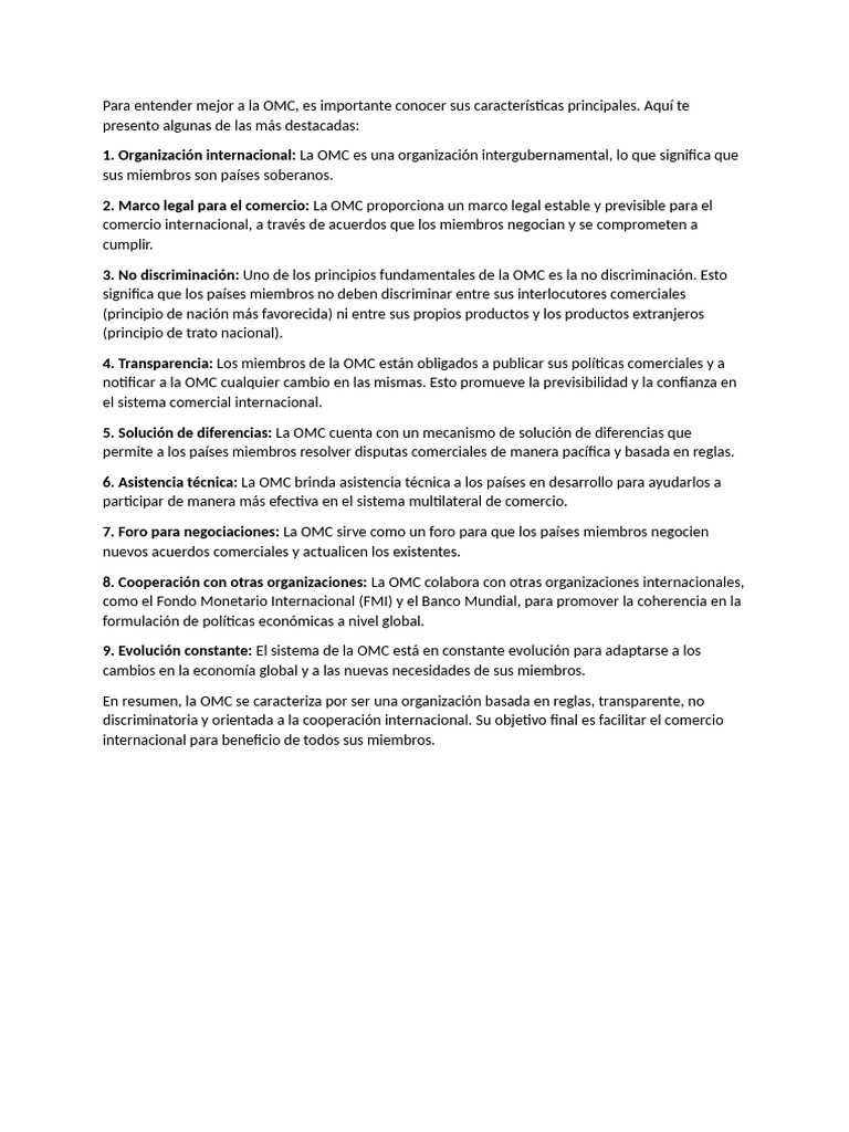 Para Entender Mejor A La OMC | PDF