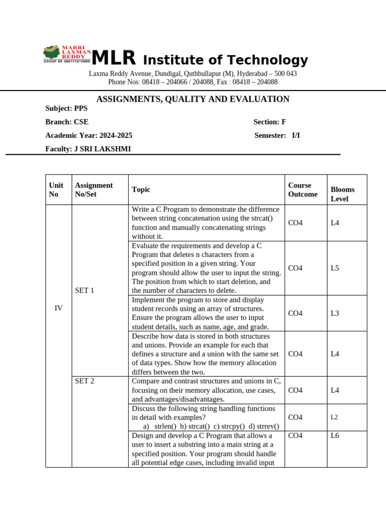 Pps Unit 3 Assignment | PDF | String (Computer Science) | Computer Engineering