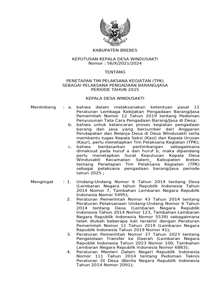 38..SK - TPK Desa (2025) | PDF