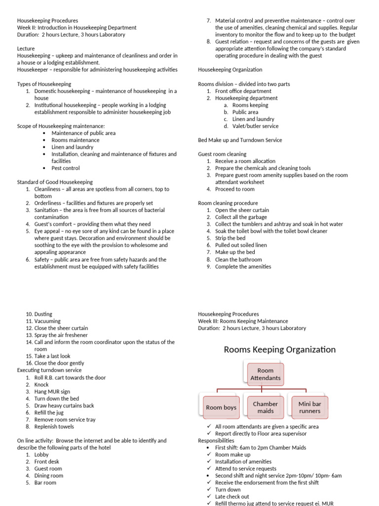 Housekeeping Procedures Training Manual | PDF | Housekeeping | Flooring