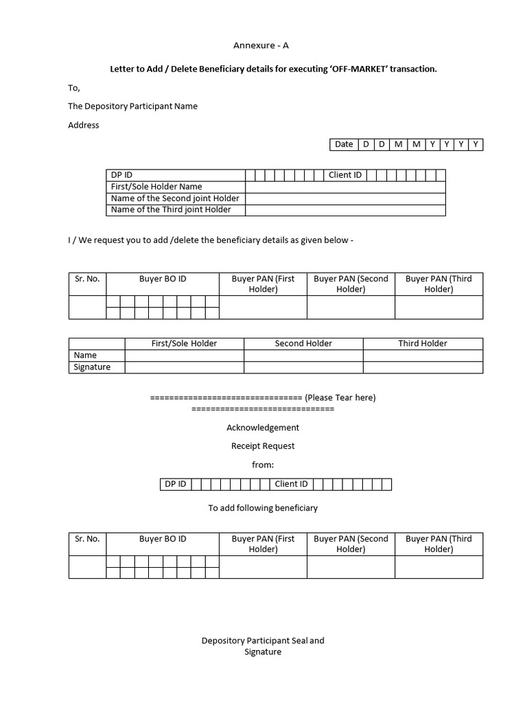 Add/Delete Beneficiary for Off-Market Transaction | PDF