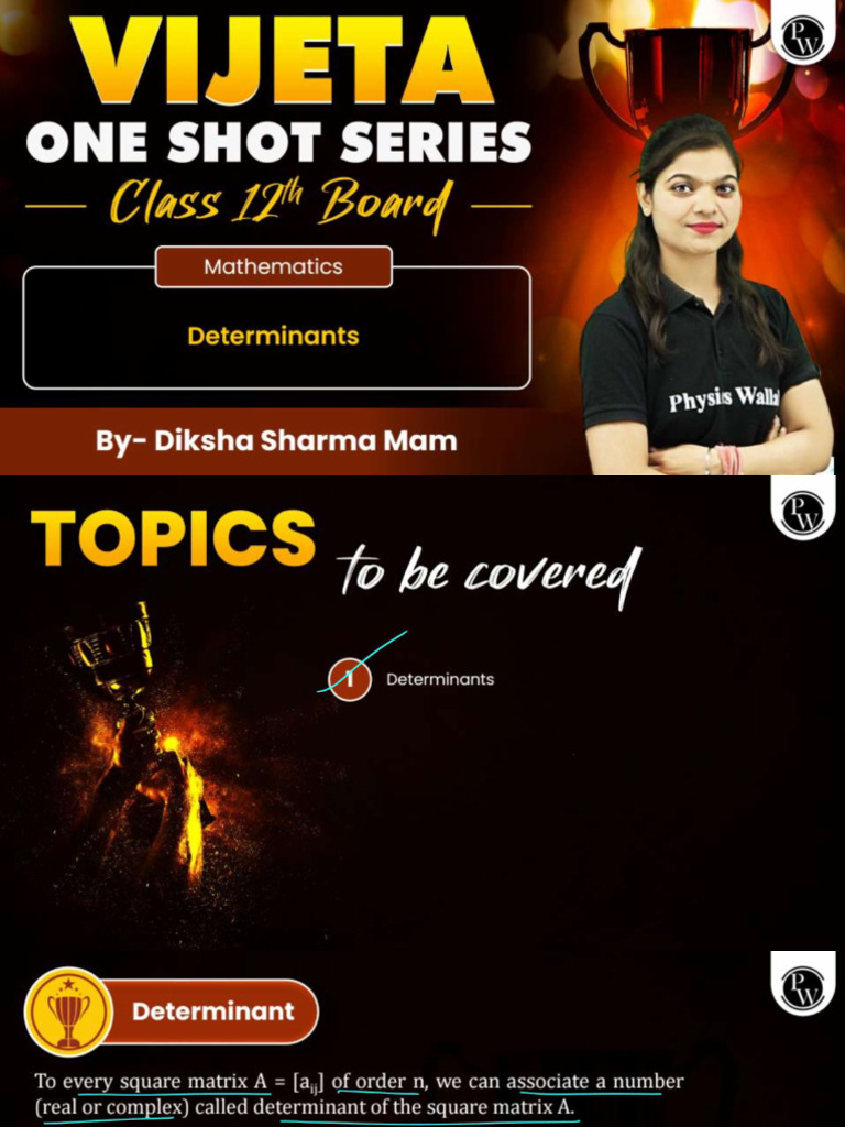 Determinants Class Notes Vijeta Series Class 12th Pdf