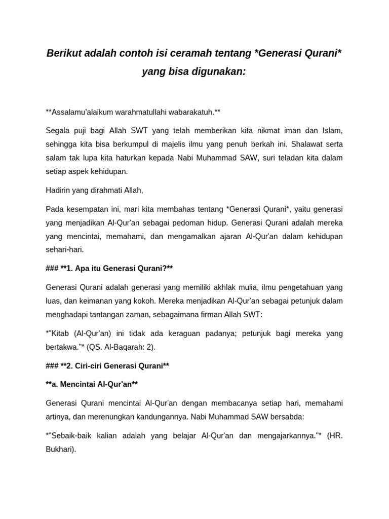 Membangun Generasi Qurani yang Berakhlak | PDF