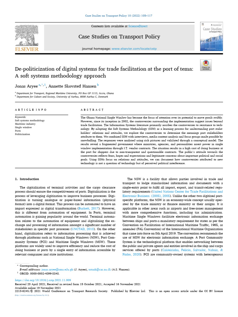 De-Politization of Digital System For Trade Facilitation at The Port of ...