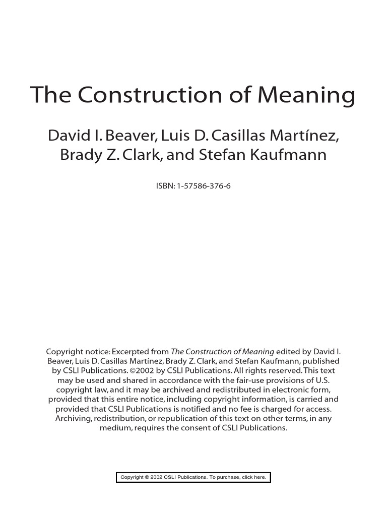 The Construction of Meaning | PDF | Linguistics | Semantics