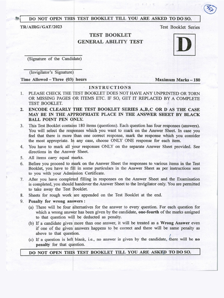 General Ability Test | PDF