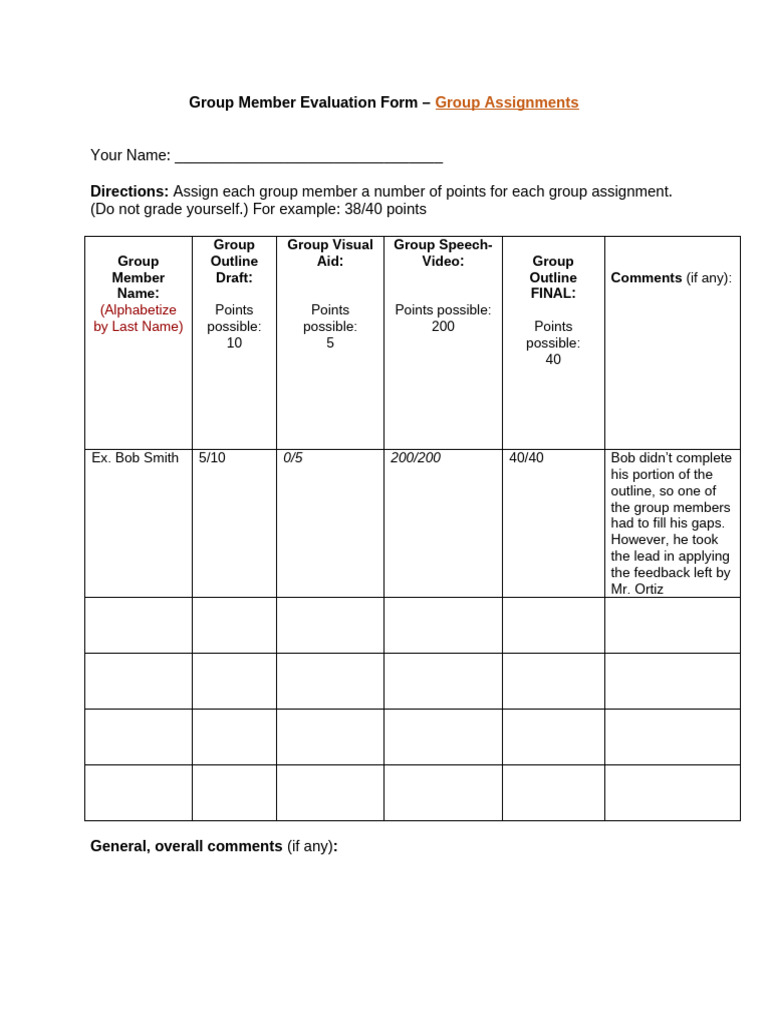 Group Peer-Evaluation Form | PDF