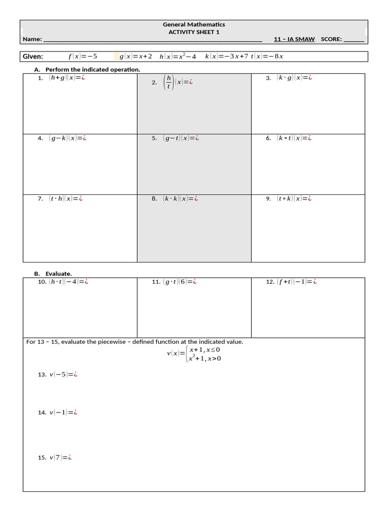 ACTIVITY SHEET 1 - General Mathematics | PDF