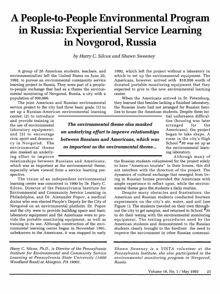 Environmental Service Learning in Novgorod | PDF