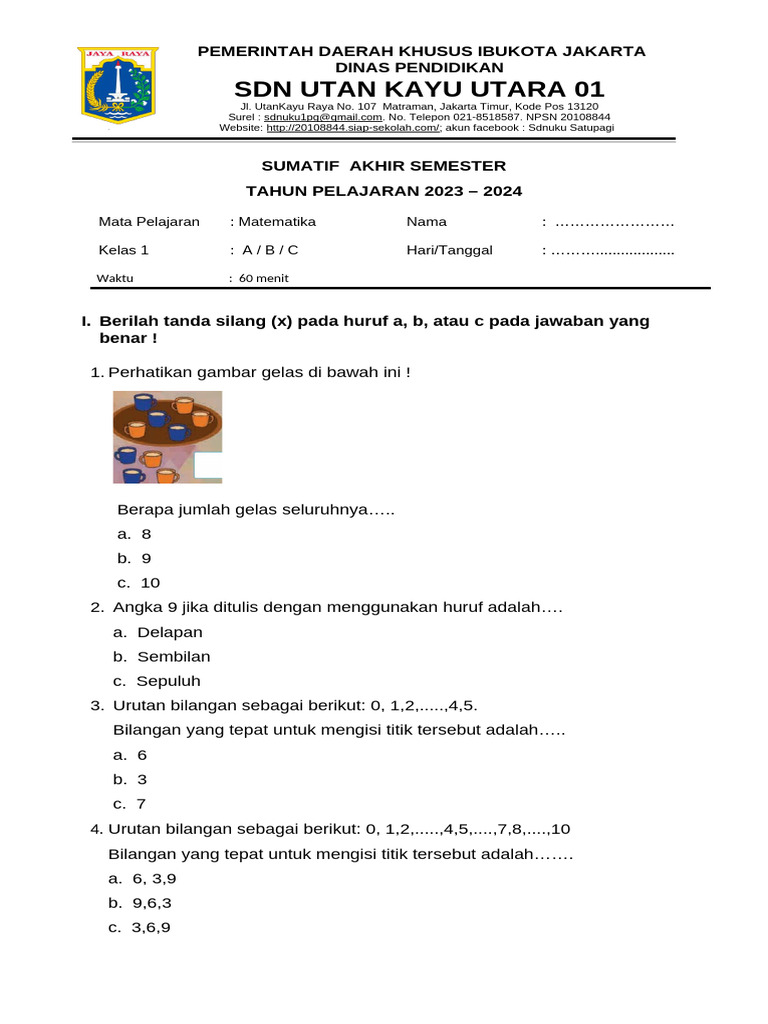 Sumatif Akhir Semester MTK | PDF