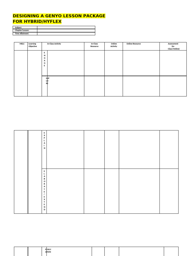 Genyo Learning Package Template | PDF