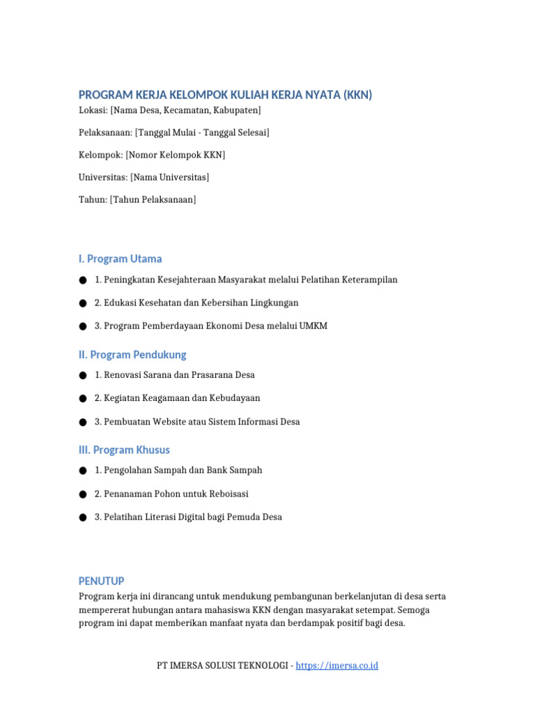 Contoh Proker KKN di Desa | PDF