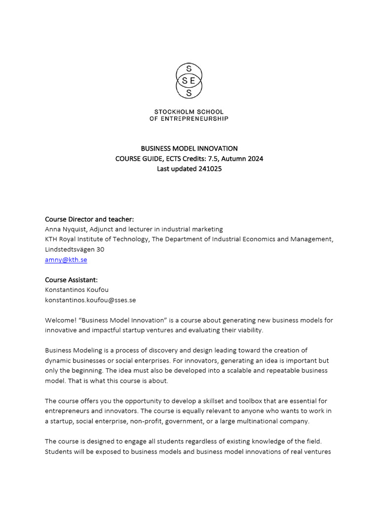 Business Model Innovation Course Guide | PDF | Non Disclosure Agreement ...