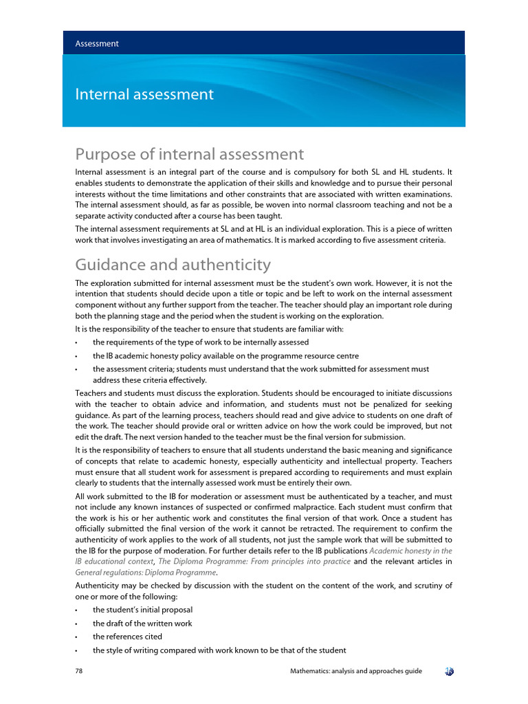 Internal Assessment in IB Mathematics | PDF | Mathematics | Teachers