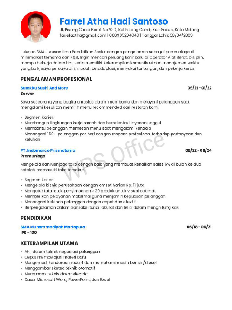 CV. Operator Alat Berat | PDF