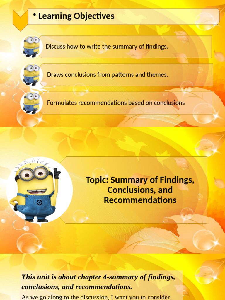 Lesson 18 Summary of Findings Drawing Conclusions and Forming ...