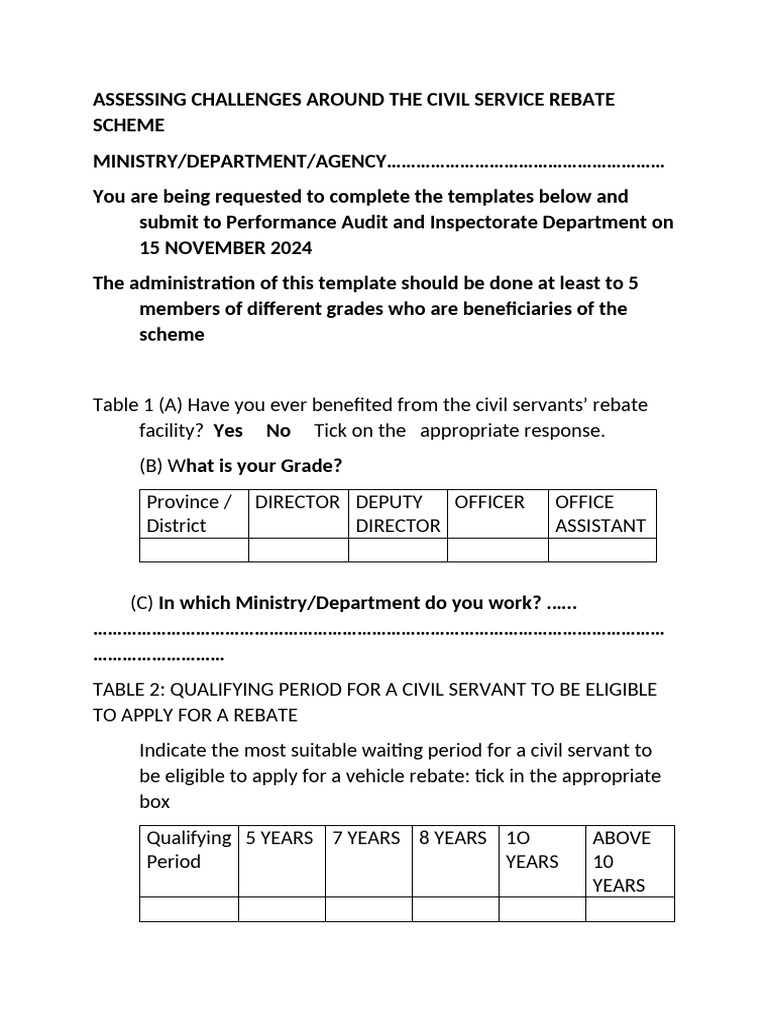 Assessing Challenges Around The Civil Service Rebate Scheme Template ...
