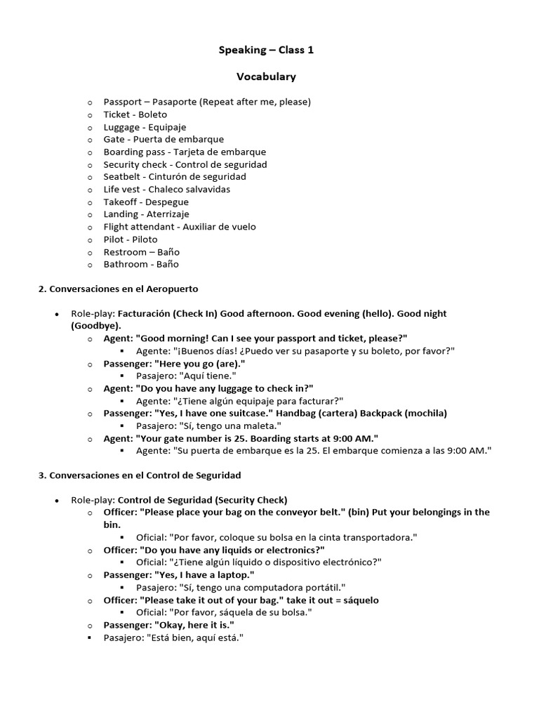Vocabulario y Conversaciones en Aeropuertos | PDF | Aeronáutica | Aviación