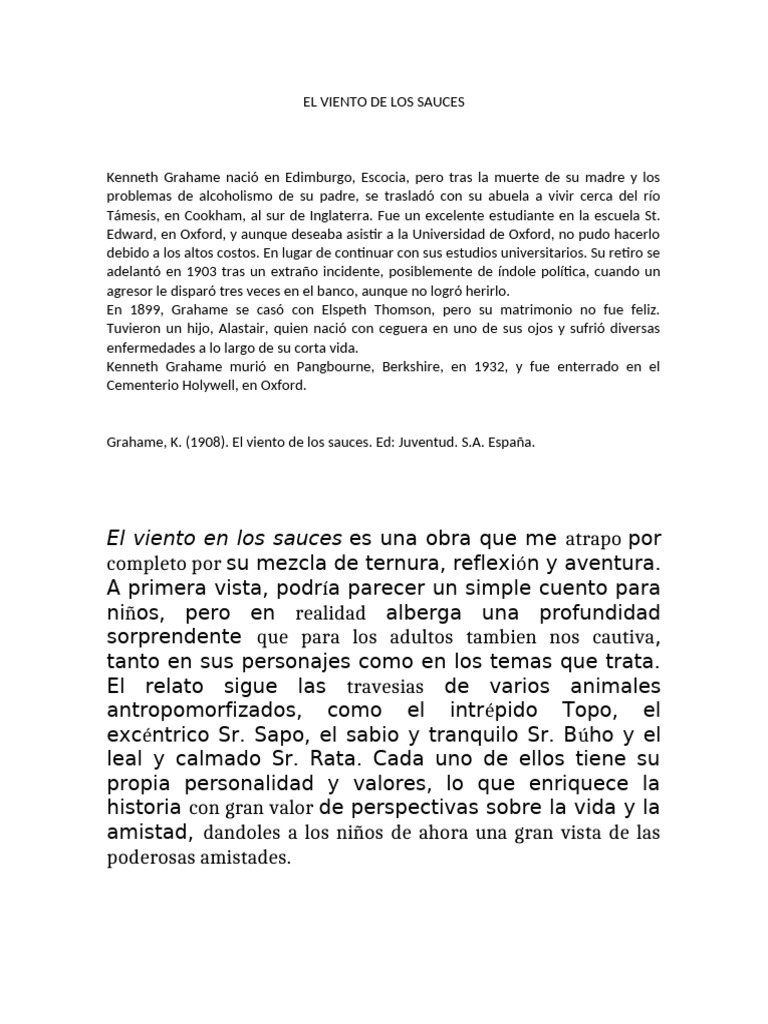 Análisis de "El viento en los sauces" | PDF