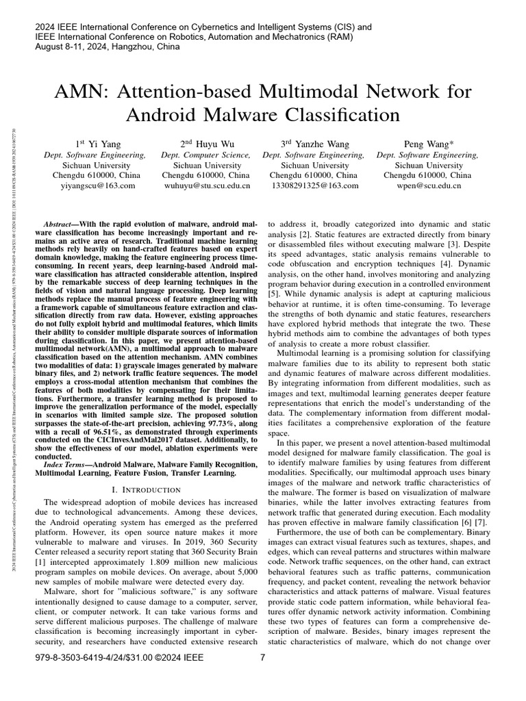 AMN Attention-Based Multimodal Network For Android Malware Classification | PDF | Malware ...