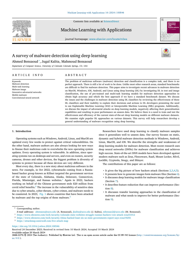 A Survey of Malware Detection Using Deep Learning | PDF | Malware ...