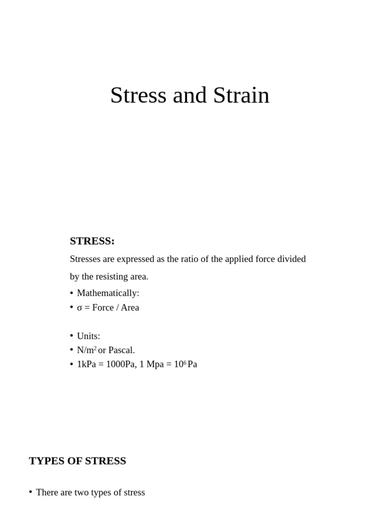 Stress and strain ppt | PDF | Stress (Mechanics) | Young's Modulus