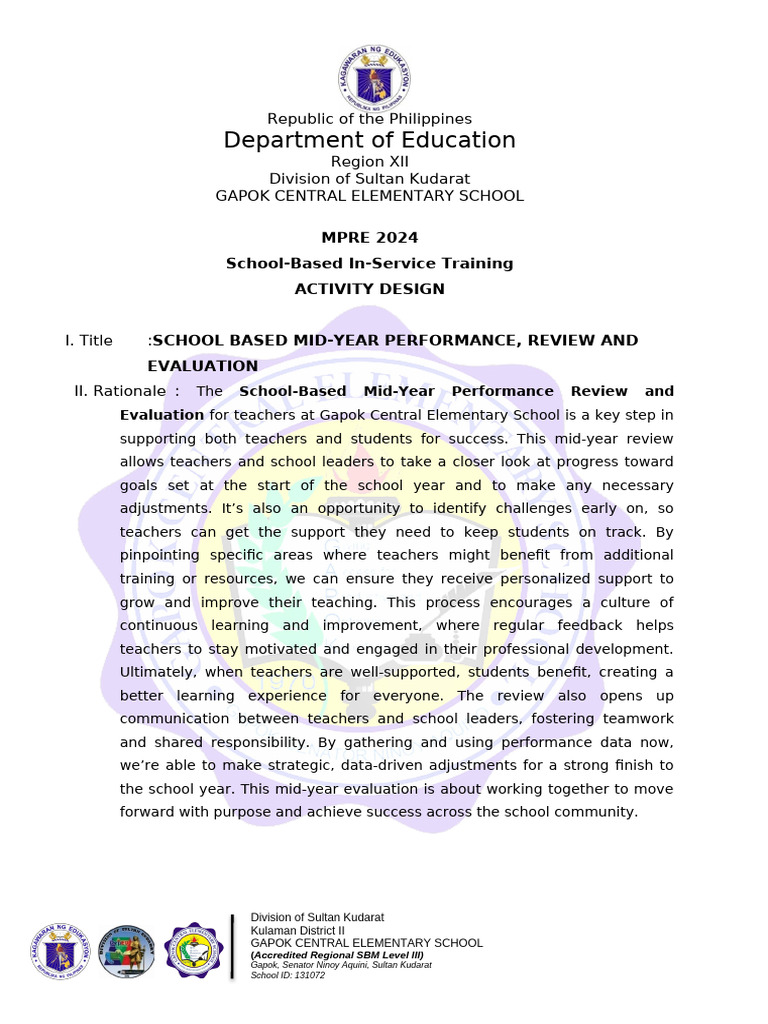 MPRE Activity Design 2024 Version 1 | PDF | Teachers | Learning