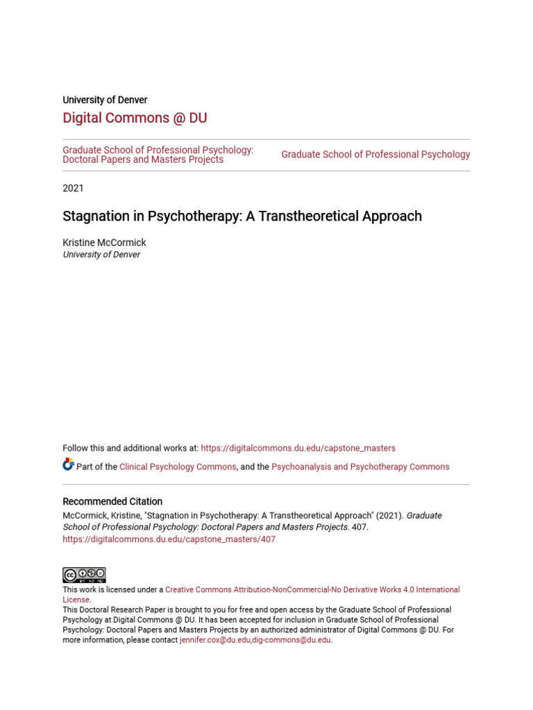 Stagnation in Psychotherapy - A Transtheoretical Approach | PDF | Psychotherapy | Cognitive ...