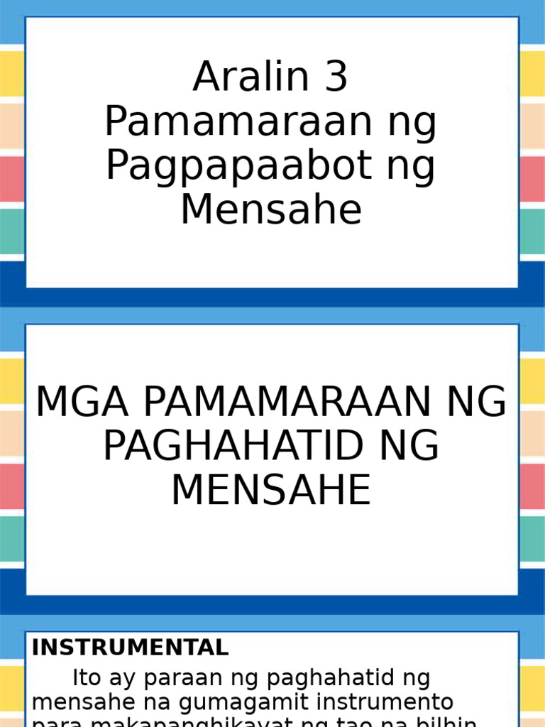 LS 1 Aralin 3 - Pamamaraan NG Pagpapaabot NG Mensahe | PDF