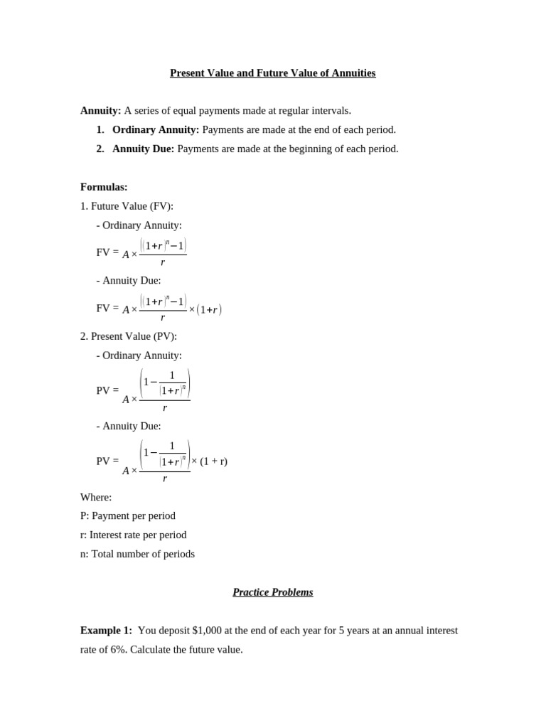 Practice Annuity Handout | PDF