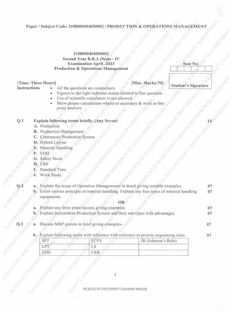 Production & Operations Management | PDF