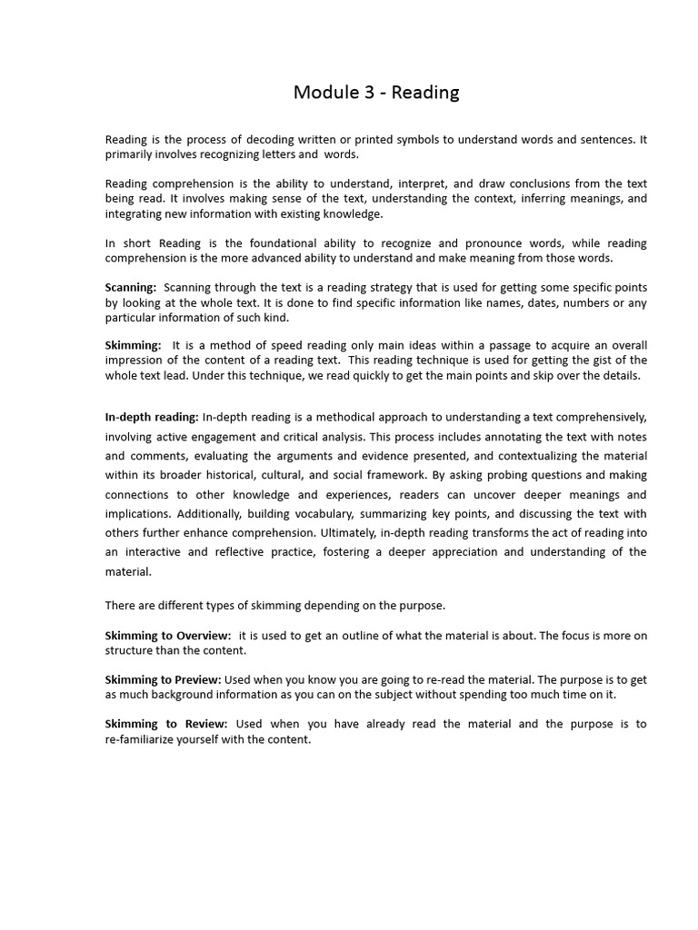 Module 3.docxj | PDF | Verb | Reading Comprehension
