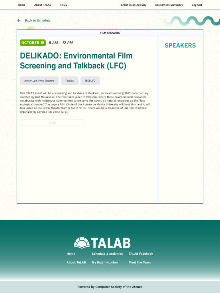 DELIKADO Environmental Film Screening and Talkback (LFC) TALAB 2024 | PDF